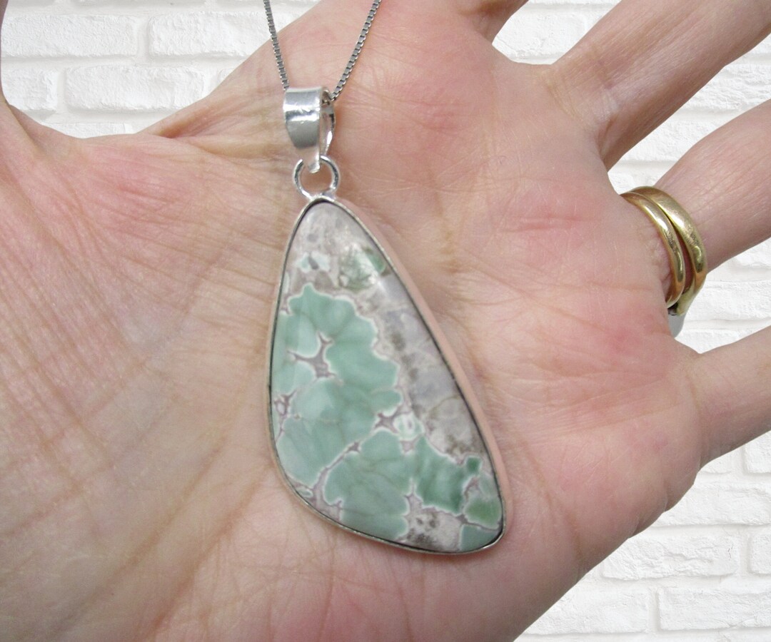2.15 Variscite Crystal Sterling Silver Pendant Green Gemstone Jewelry ...