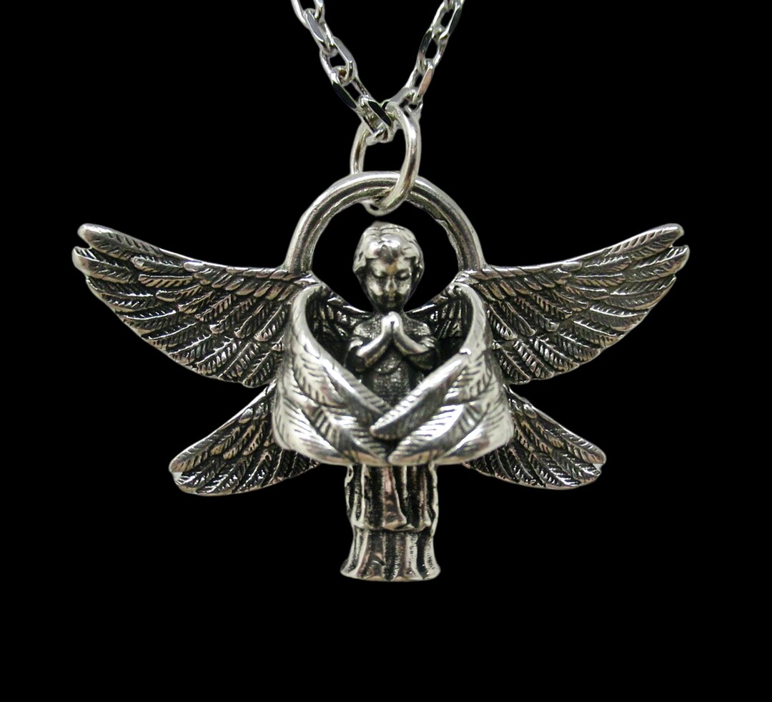 Seraphim Angel Six Wings Winged Angelic Theme Silver Pendant Necklace ...
