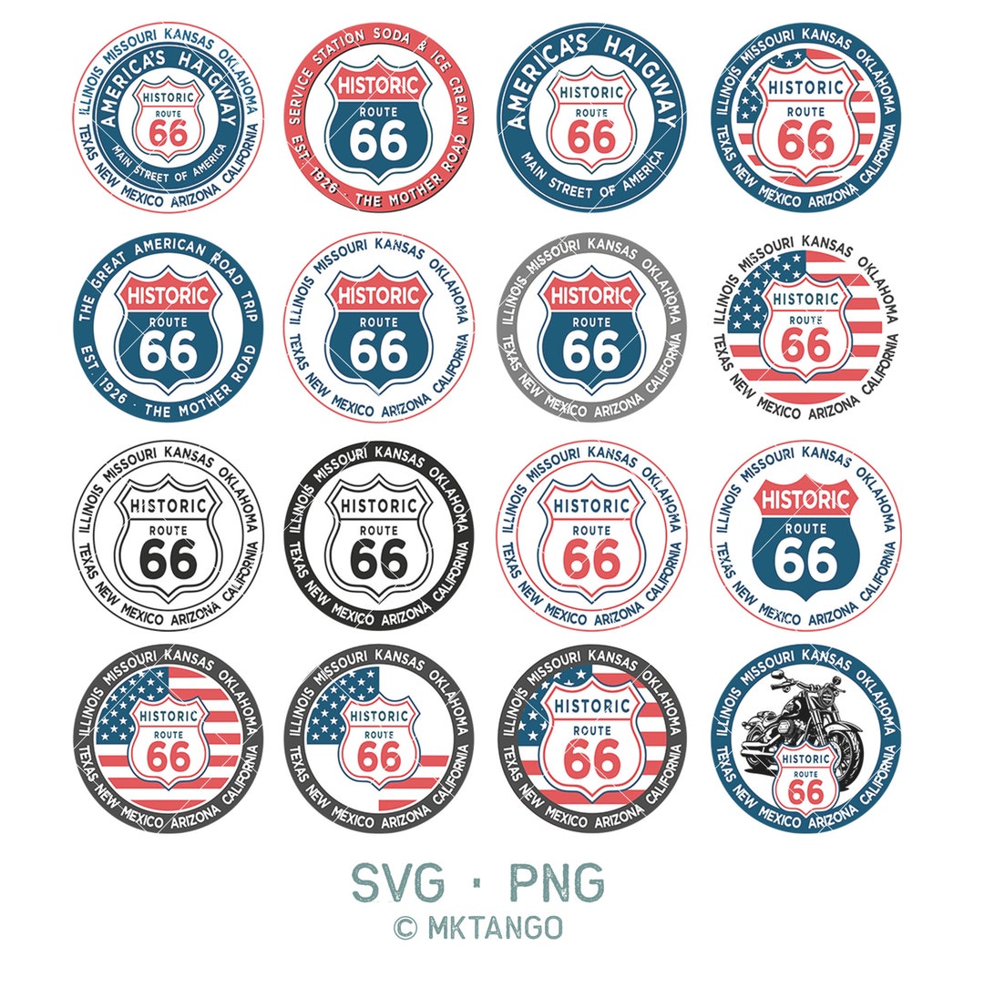 Route 66 SVG Bundle | Vintage Highway Sign Clipart | Retro Road Trip ...