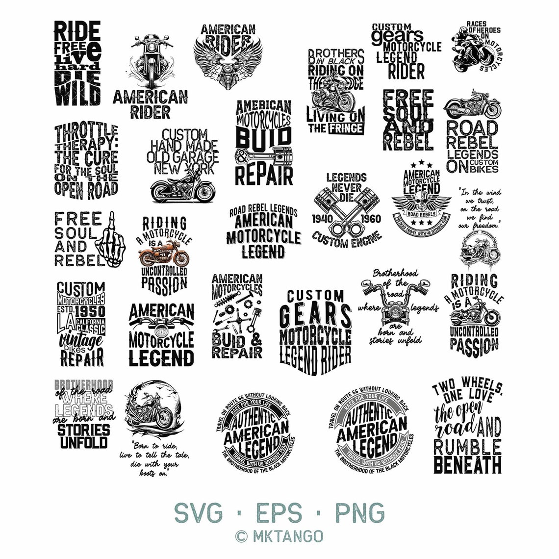 Motorcycle SVG Bundle, Motorcycle Vector Bundle, Custom Phrases ...