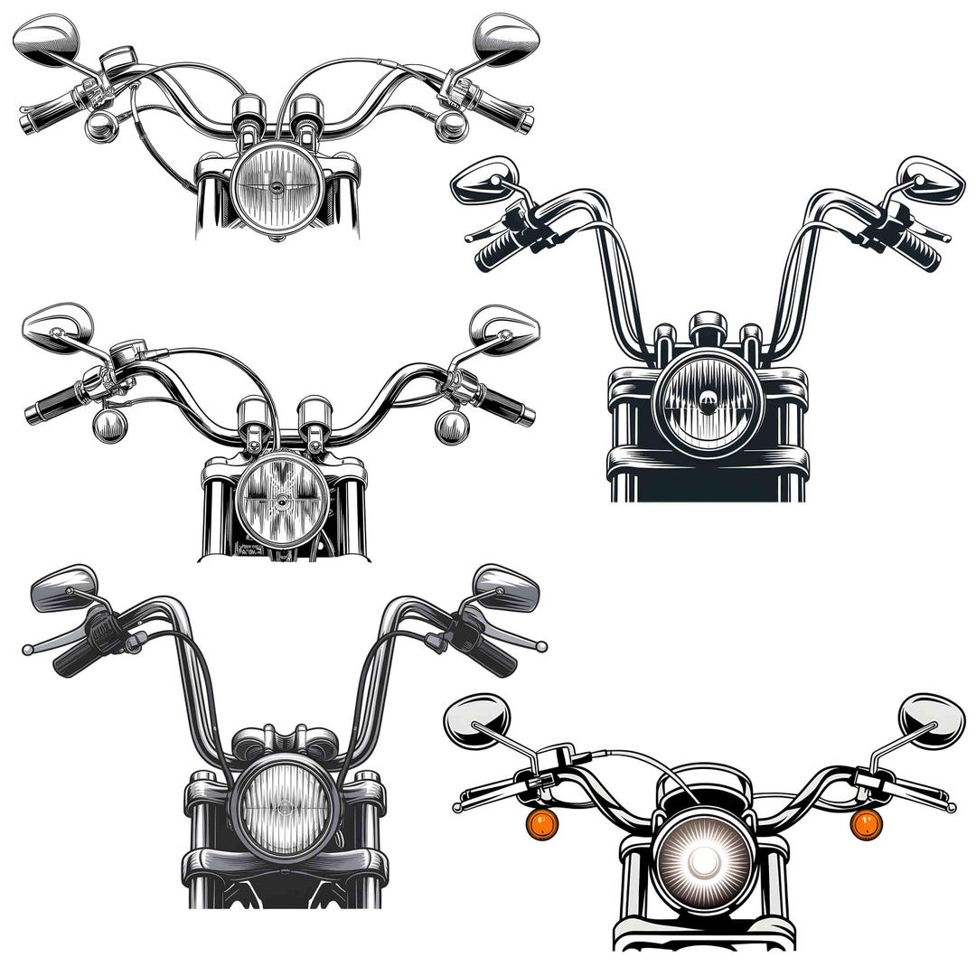 Hand Drawn Classic Motorcycle Front View PNG Vintage Bike Illustration ...