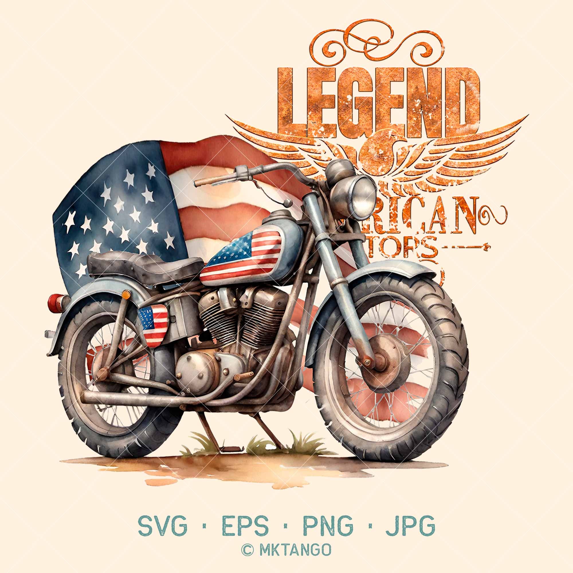 Motorcycle PNG American Flag Motorcycle Watercolor Wavy Flag - Etsy