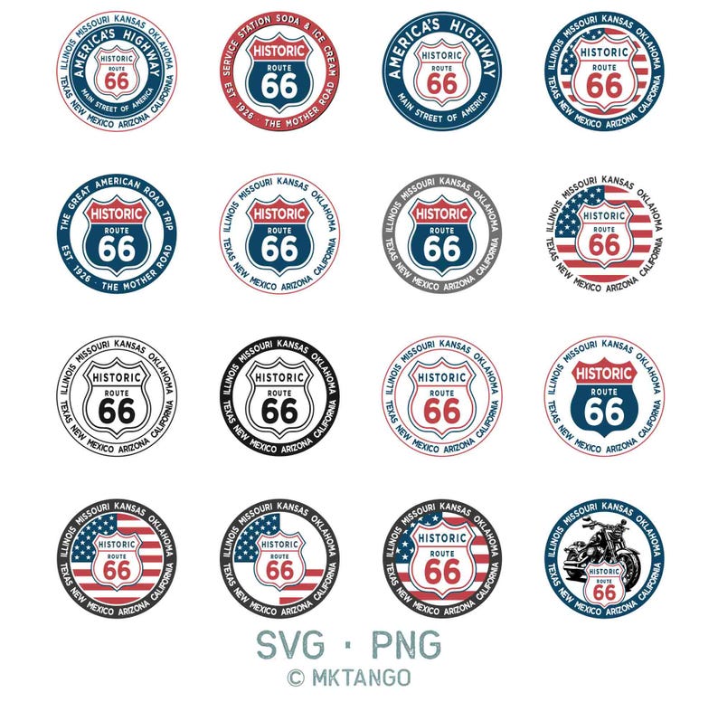 Route 66 SVG Bundle | Vintage Road Sign Collection | Retro Highway ...