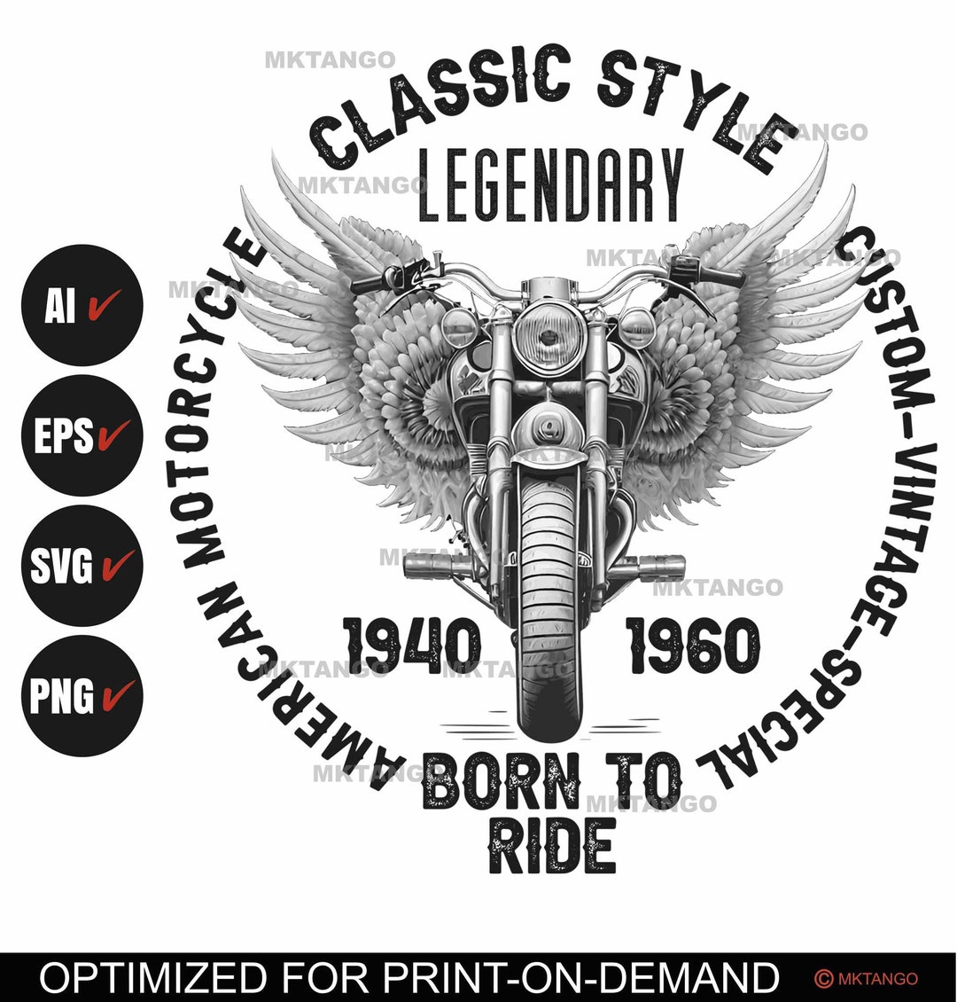 Born to Ride a Motorcycle, Vector and PNG, Includes License P.O.D ...