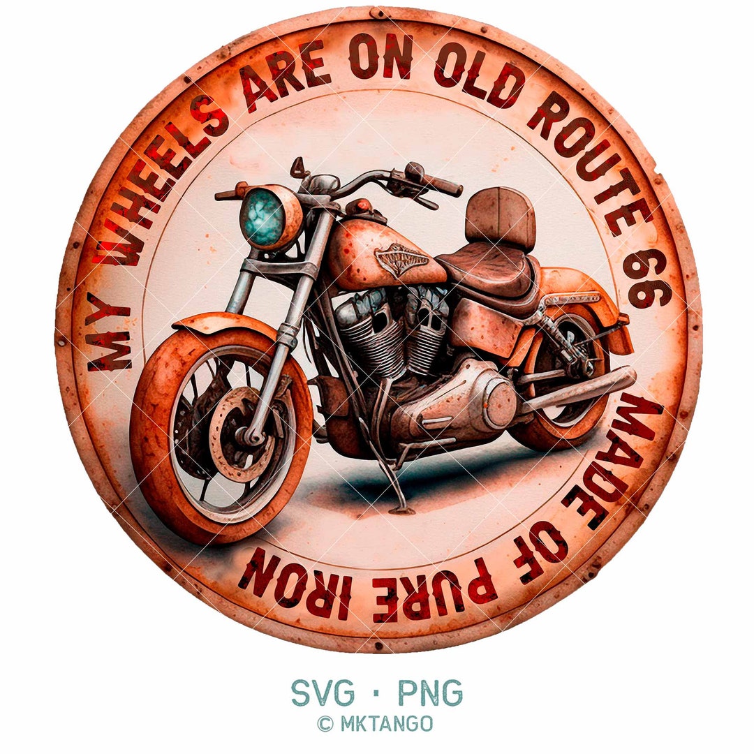 Route 66 PNG, Route 66 Tshirt, Rusty Metal Svg, Motorcycle SVG, Route ...