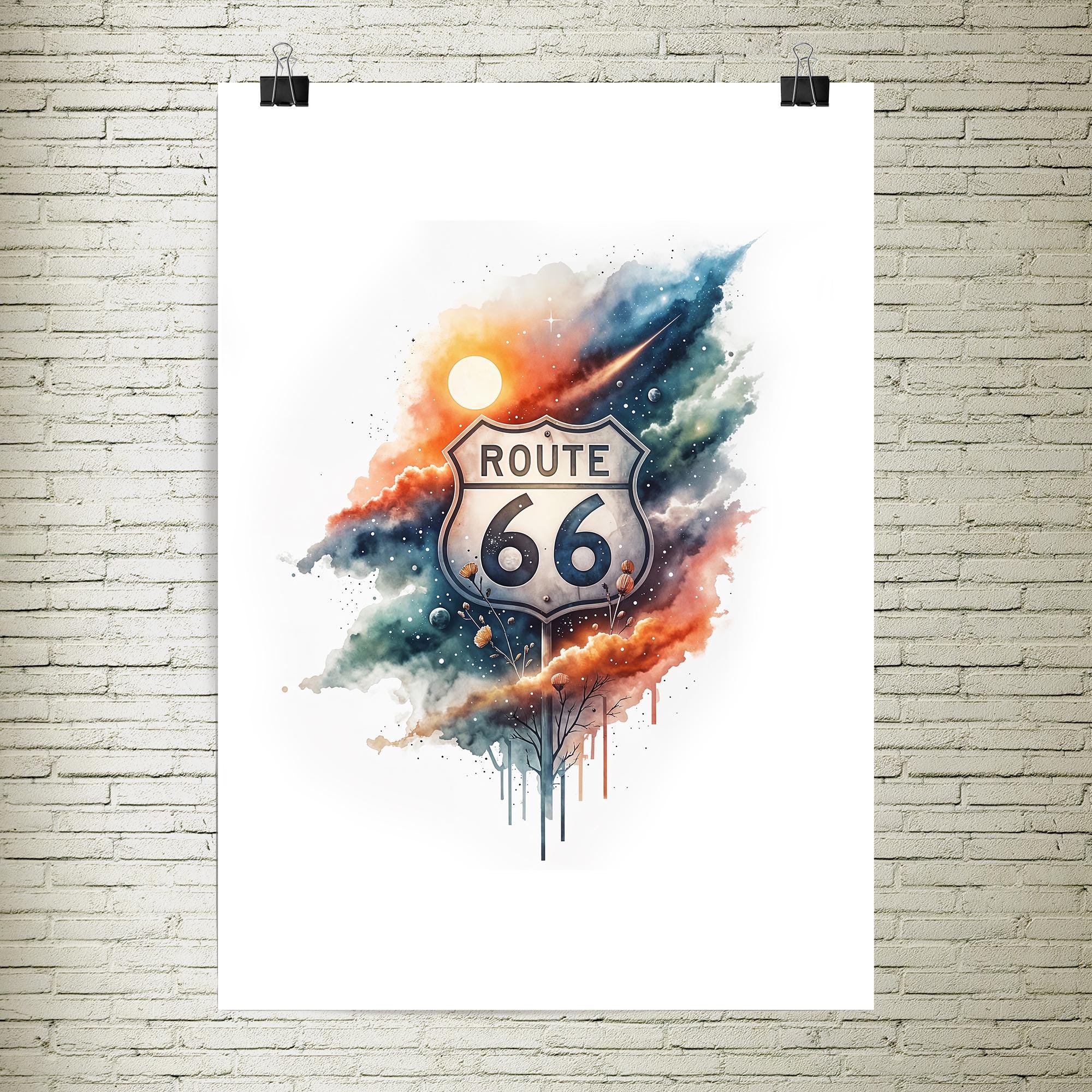 Route 66 Wall Printable Art, Route 66 Wall Art, Motorcycle Wall Art ...