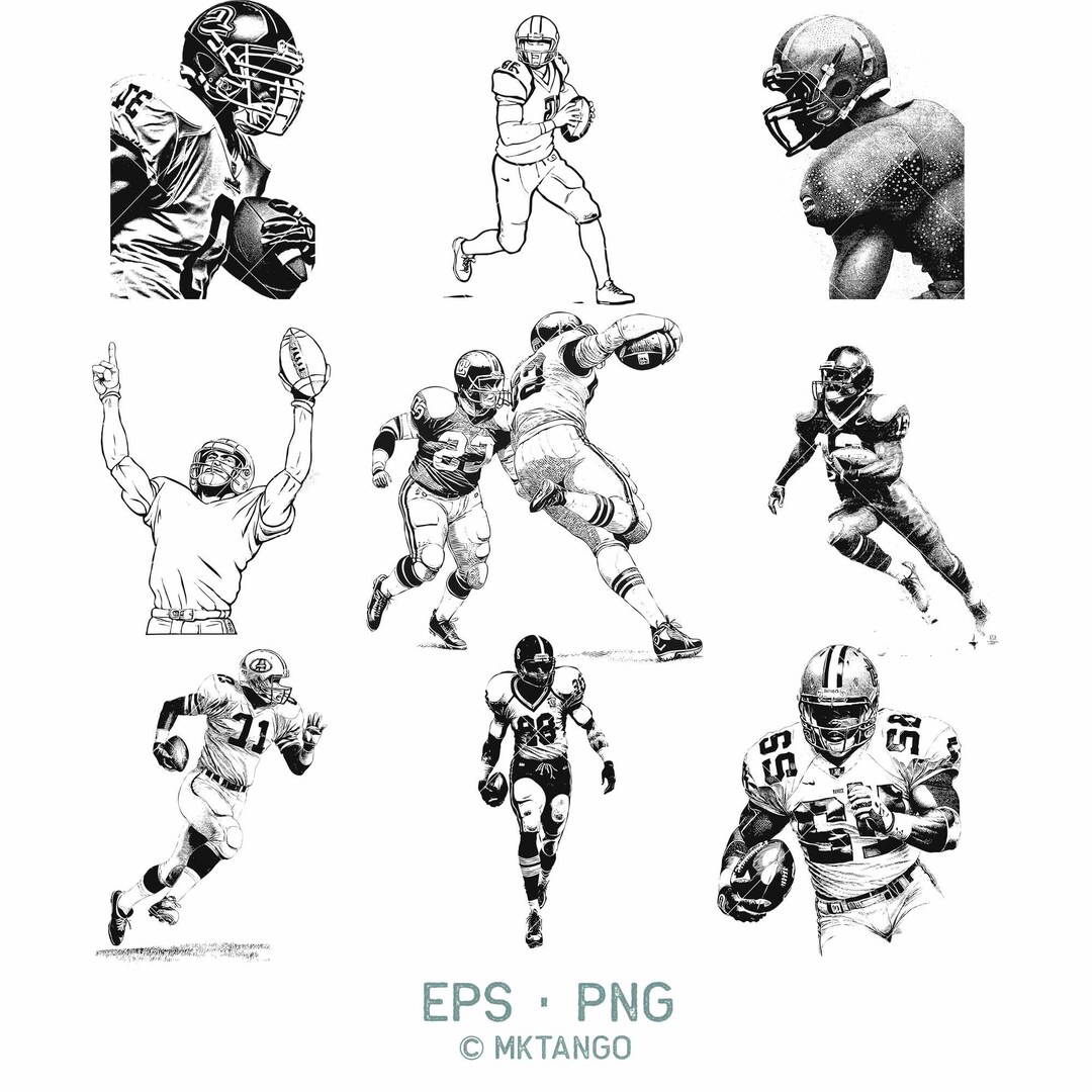 American Football Player Graphics Bundle High-quality Instant Download ...