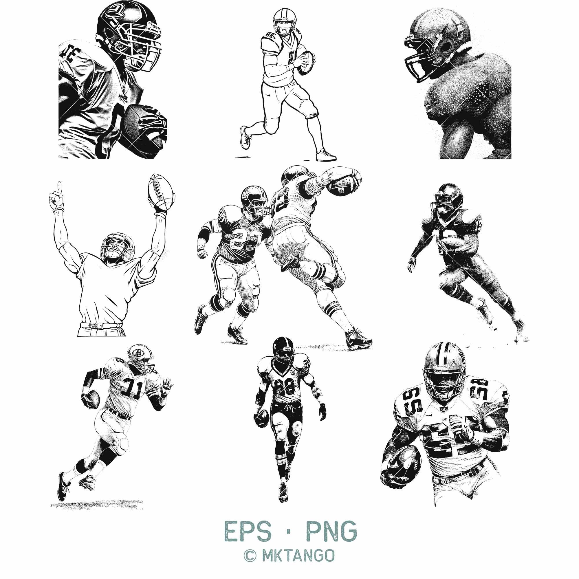 American Football Player Graphics Bundle High-quality Instant Download ...