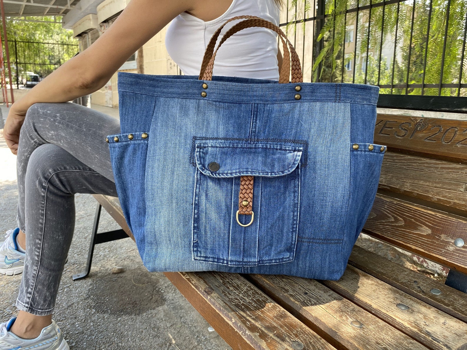 Blue Denim Tote Bag for Strong and Stylish Women - Etsy