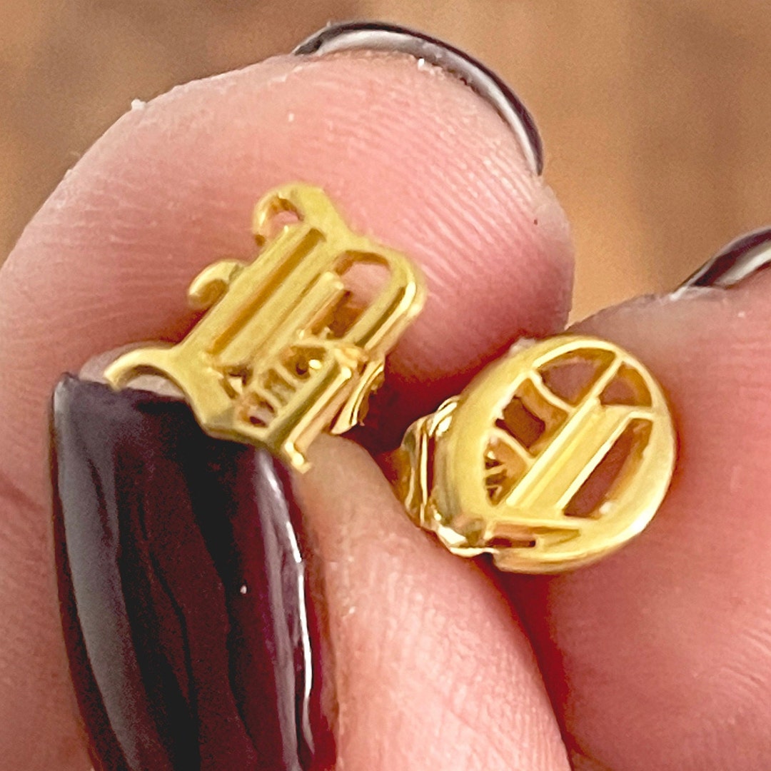 Old English Initial Earrings Custom Letter Studs in Gothic Font 925 ...