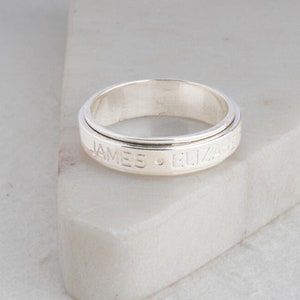 Fidget Ring Spinner Sterling Silver 925 - Custom Engraved Spinning Ring ...