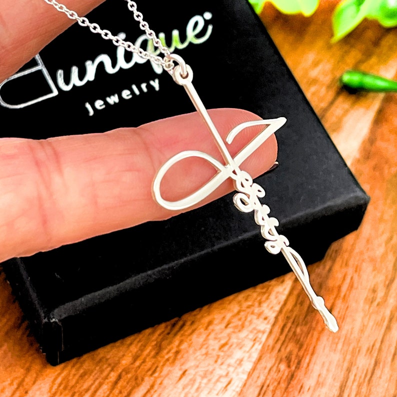 Jesus Cross Name Necklace Sterling Silver - Dainty Christian Jewelry ...