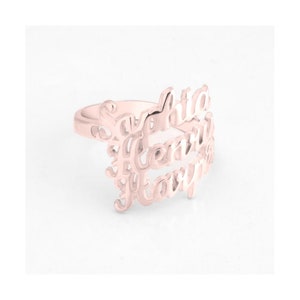 Stacking Wrap Name Ring Two or Three Names Option Sterling Silver 925 ...