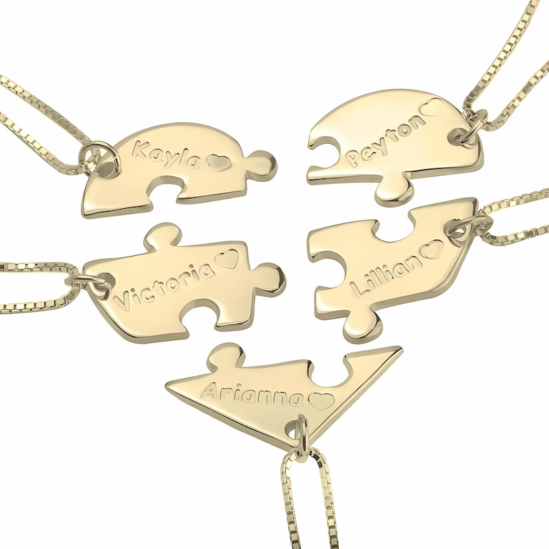 Personalized Heart Puzzle Necklace Set, Sterling Silver - Custom Names ...