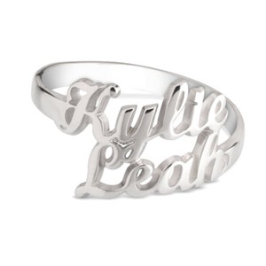 Stacking Wrap Name Ring Two or Three Names Option Sterling Silver 925 ...