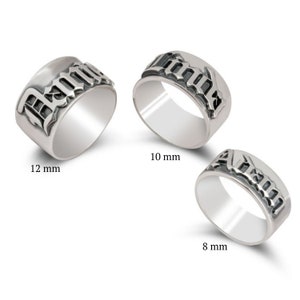 Old English Sterling Silver Biker Ring: Gothic Name, Engraved Band - Etsy