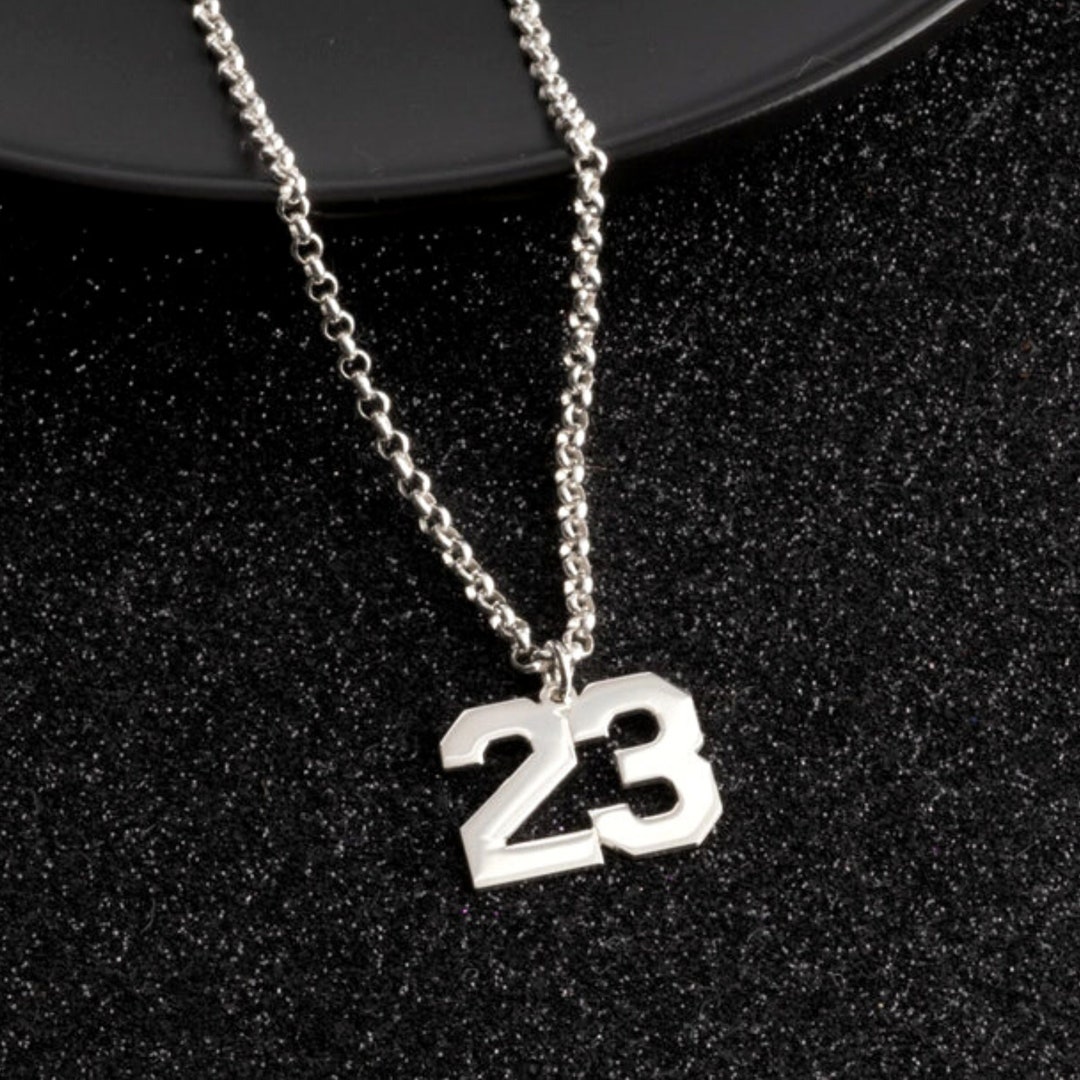 Sterling Silver Mens Number Necklace - Custom Number Pendant With Rolo ...