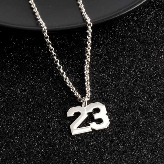 Sterling Silver Mens Number Necklace Custom Number Pendant With Rolo Chain Sports Fan Handmade Jewelry Custom Gift for Athletes Boys Etsy