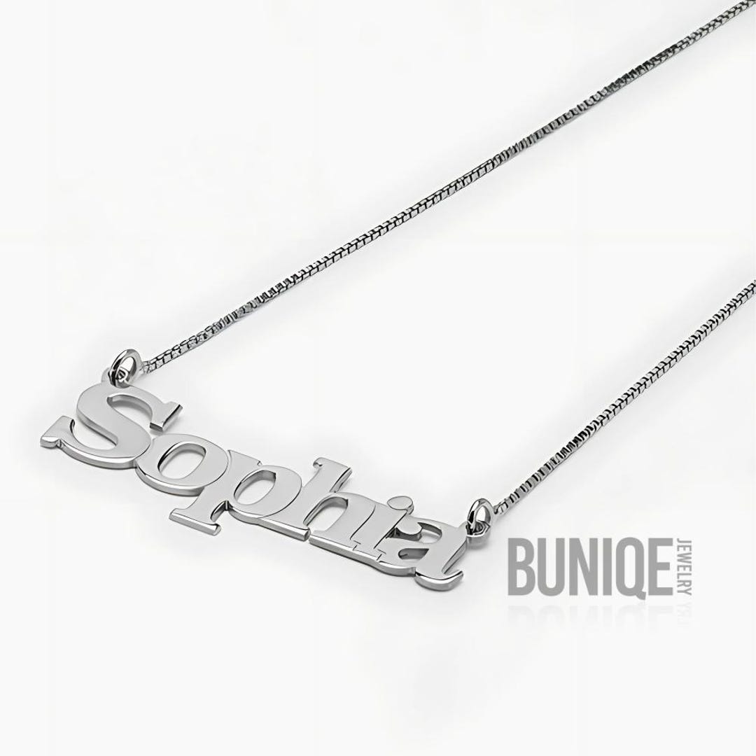 Cartoon Name Plate Necklace Sterling Silver - Custom Name Jewelry ...