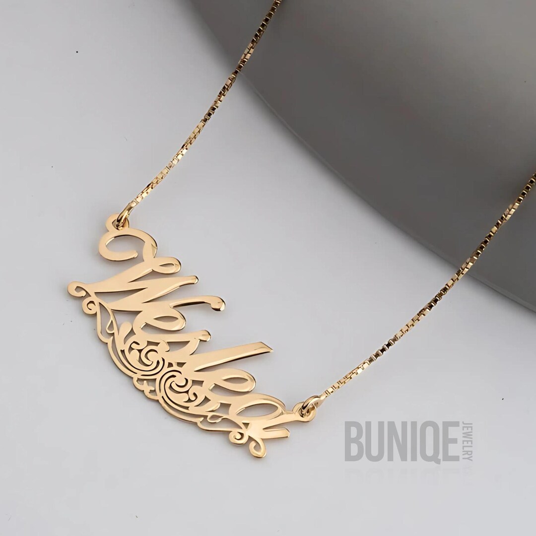 Unique Name Necklace With Decorate Underline 925 Sterling Silver, 24K ...
