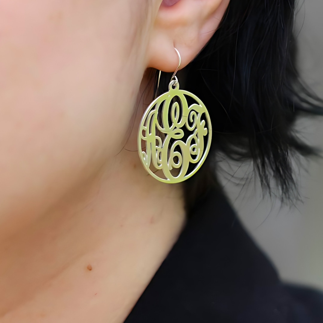 Sterling Silver Monogram Earrings: Personalized Initial Jewelry - Etsy