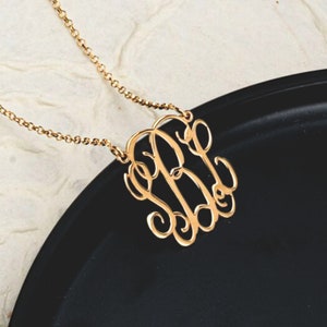 Large Monogram Necklace Sterling Silver 925 - Three Intertwined ...