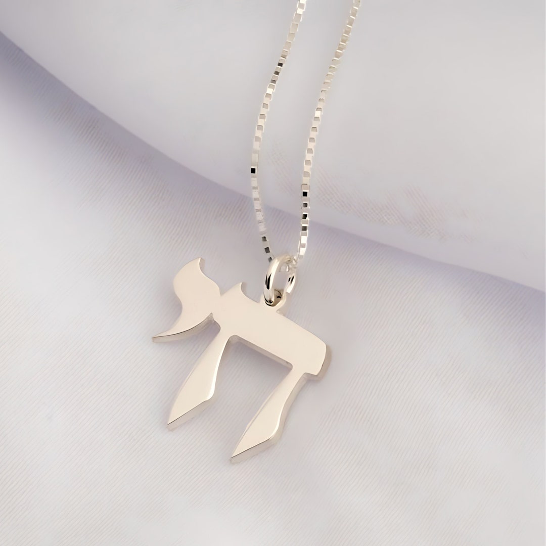 Chai Necklace 925 Sterling Silver Hebrew Letters Symbol Pendant Israeli ...
