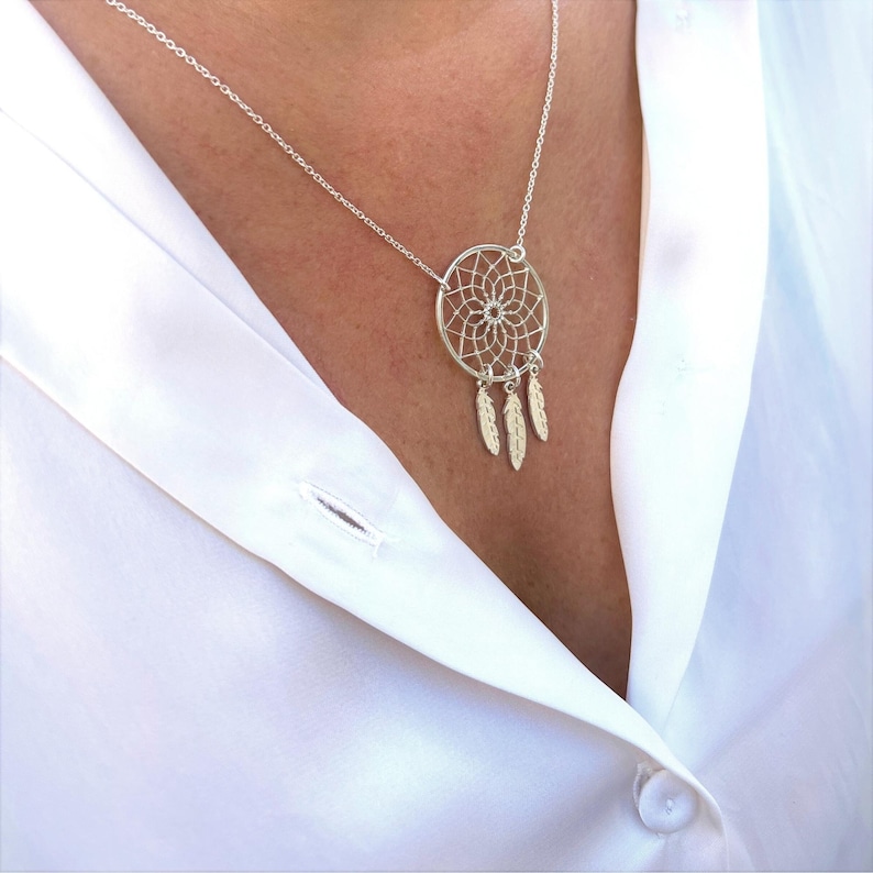 Boho Dreamcatcher Necklace, Sterling Silver Mandala Design - Protection ...