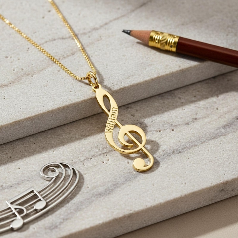 925 Treble Clef Necklace - Etsy