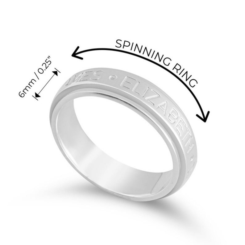 Sterling Silver Spinner Ring - Custom Engraved Fidget Wedding Band ...