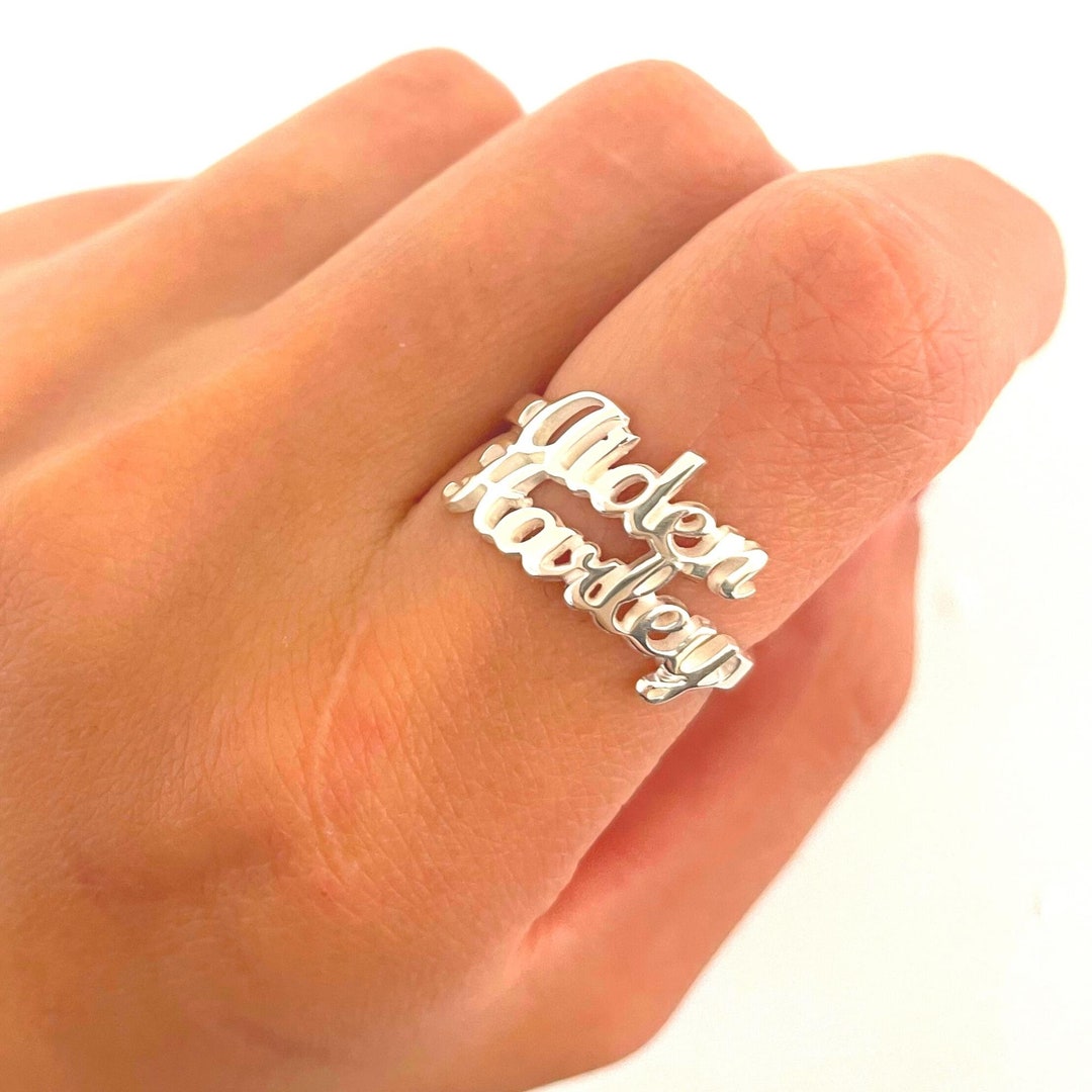 Two Names Ring 925 Sterling Silver Three Names Option 24K Gold or Rose ...