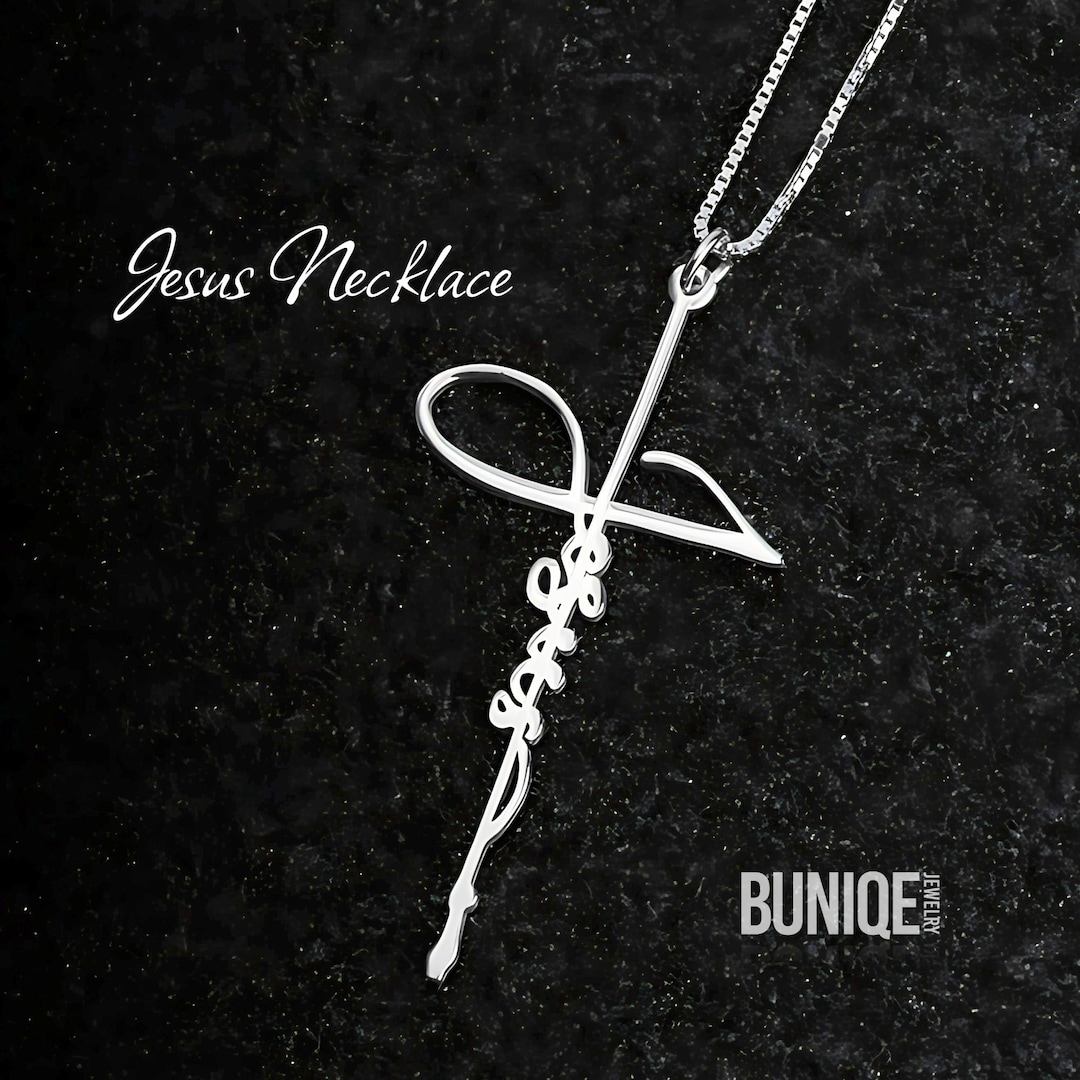 Jesus Cross Name Necklace Sterling Silver - Dainty Christian Jewelry ...