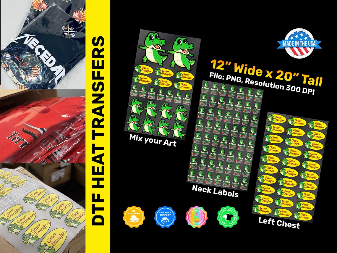 Full Color DTF Heat Transfer and Neck Tags - Etsy