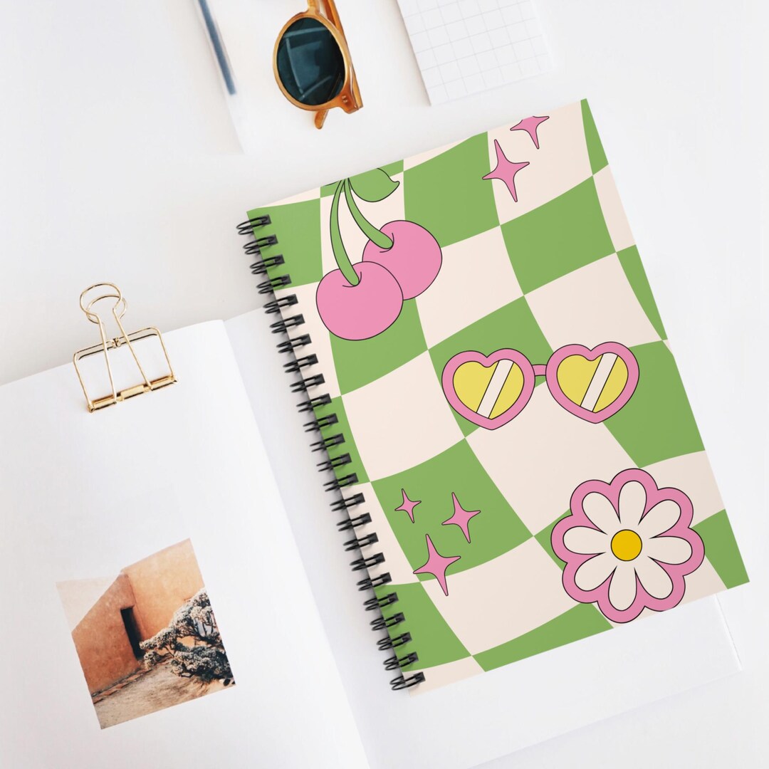 Retro Checkerboard Cherries Sunglasses Daisy Spiral Notebook - Etsy