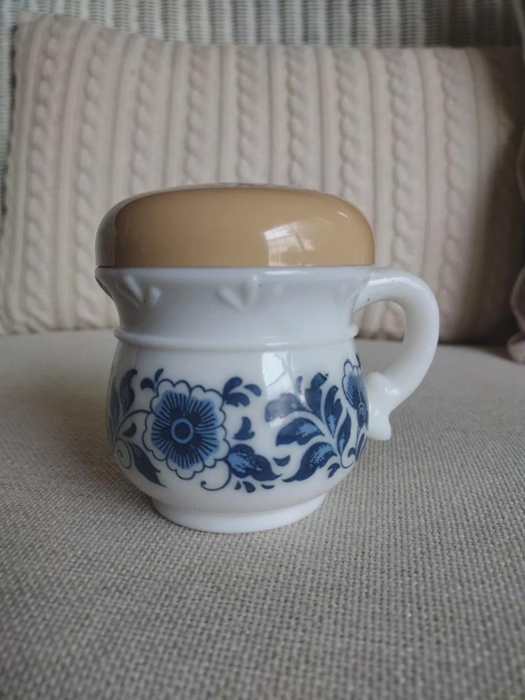 Vintage Avon Delft Blue Milk Glass Jar - 1972 Collectible Container - Etsy