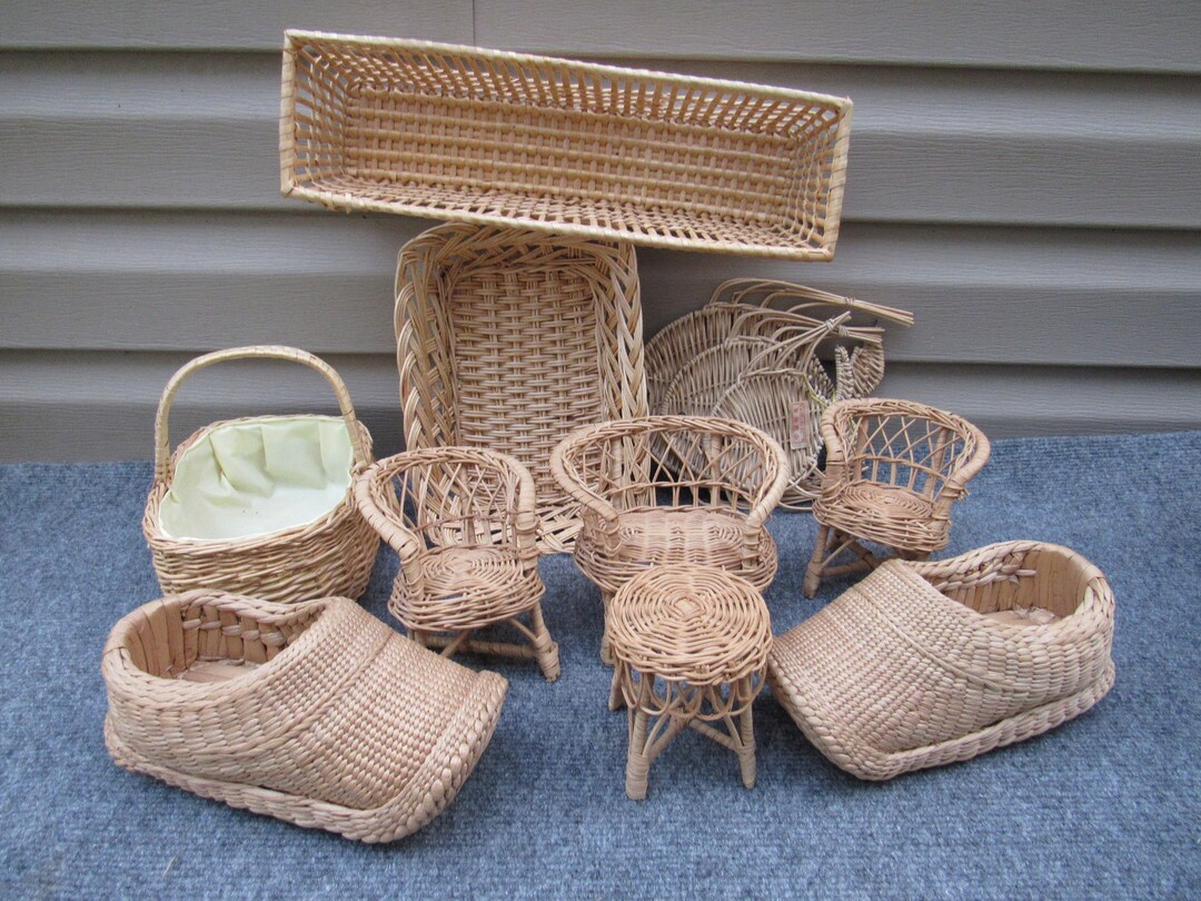 12 Piece Vintage Wicker Shoes Baskets Fish Furniture - Etsy