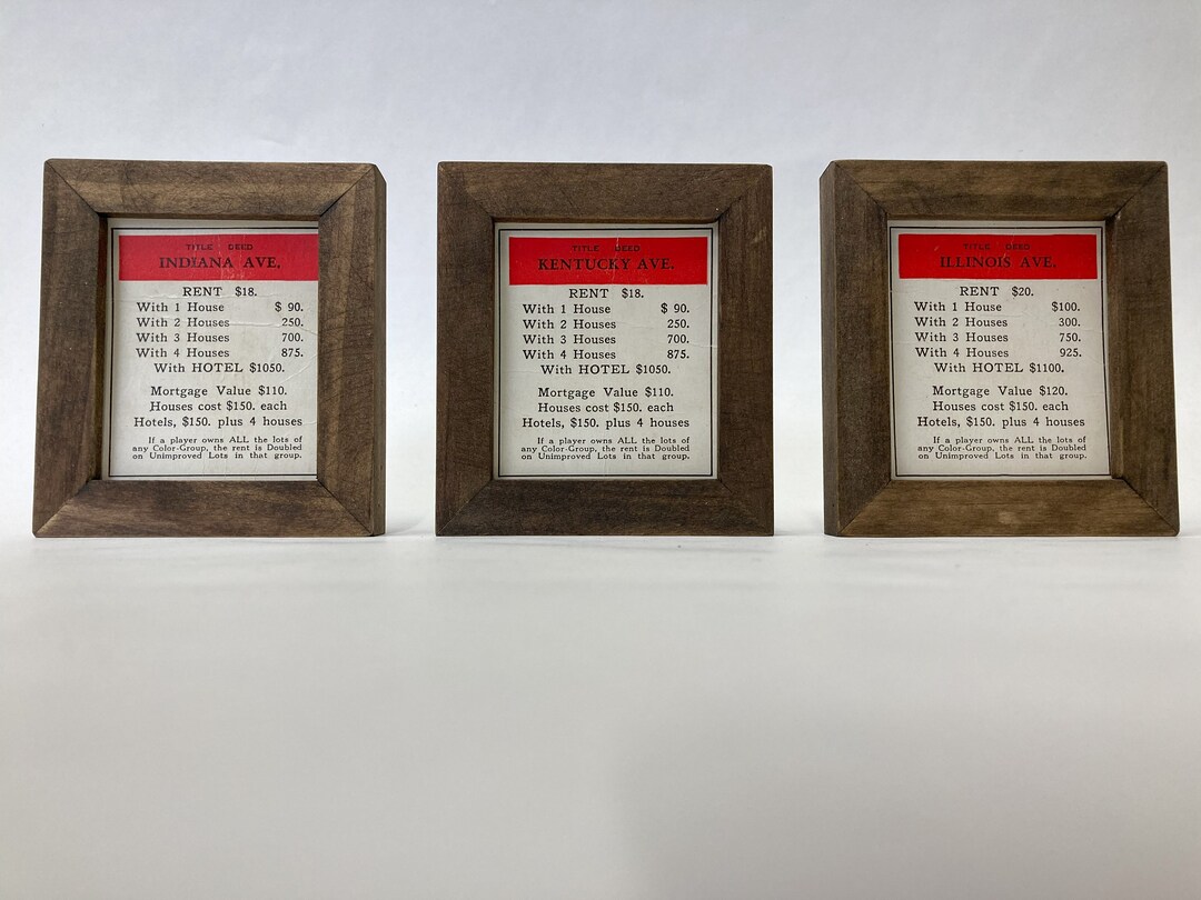 Monopoly Wall Art. Illinois, Indiana, & Kentucky Ave. - Vintage ...