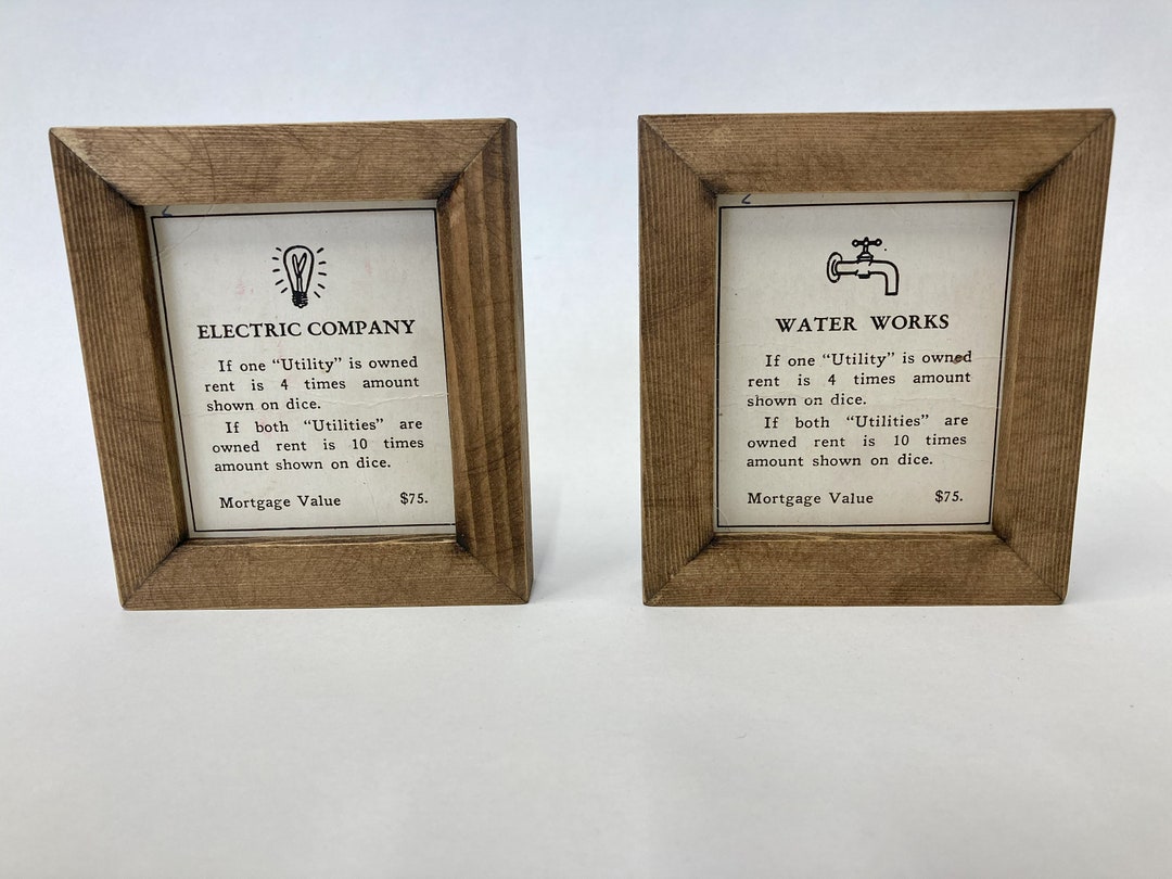 Monopoly Wall Art. Water Works & Electric Company - Vintage Monopoly ...