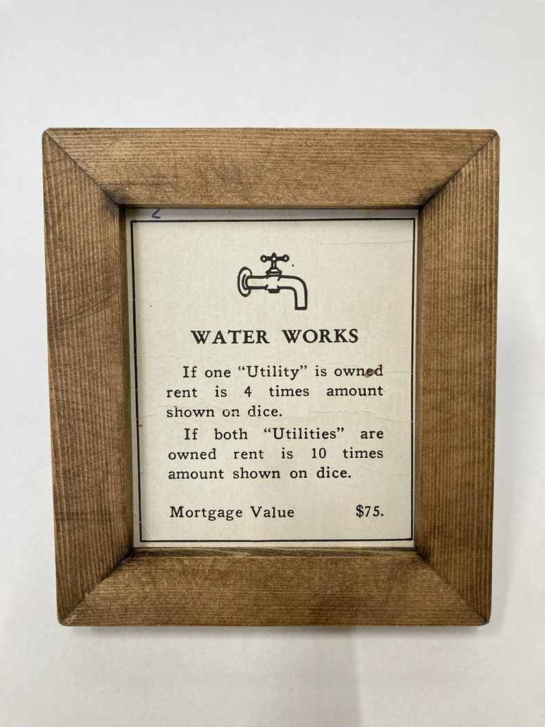 Monopoly Wall Art. Water Works & Electric Company Vintage Monopoly ...