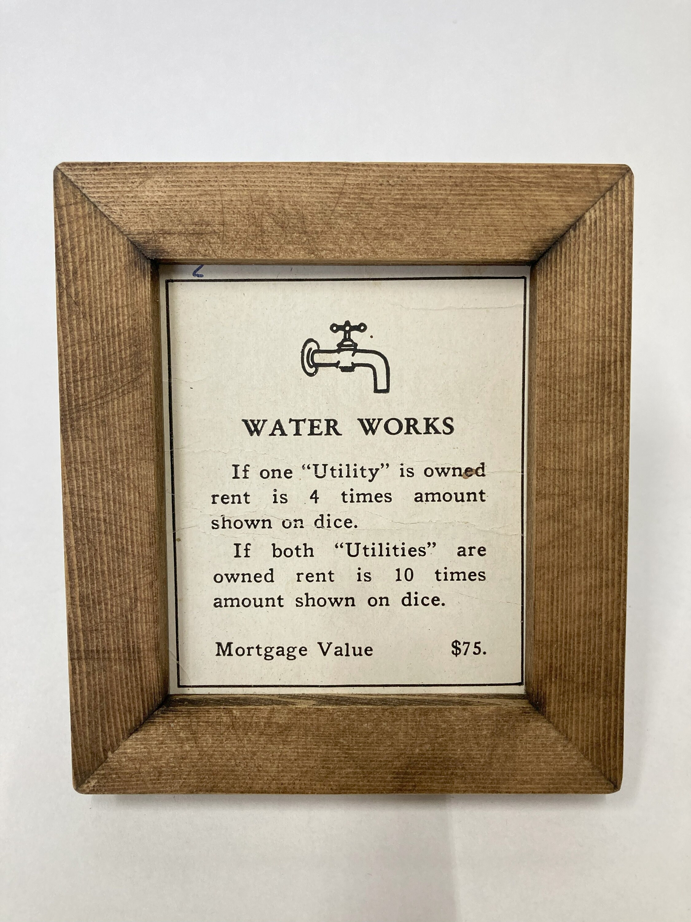 Monopoly Wall Art. Water Works & Electric Company - Vintage Monopoly ...