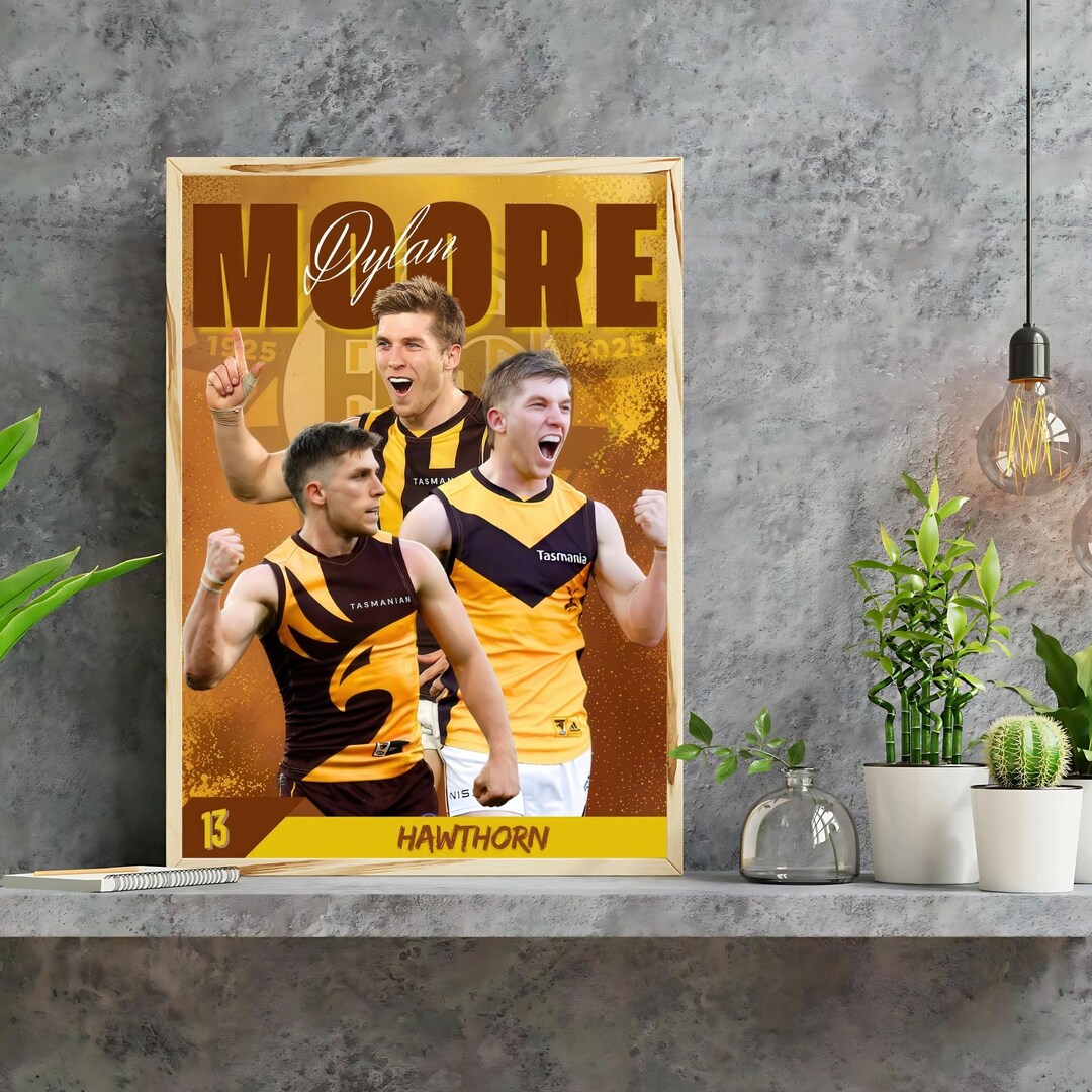 Dylan Moore, Hawthorn Hawks AFL Poster, Aussie Rules Football Print ...