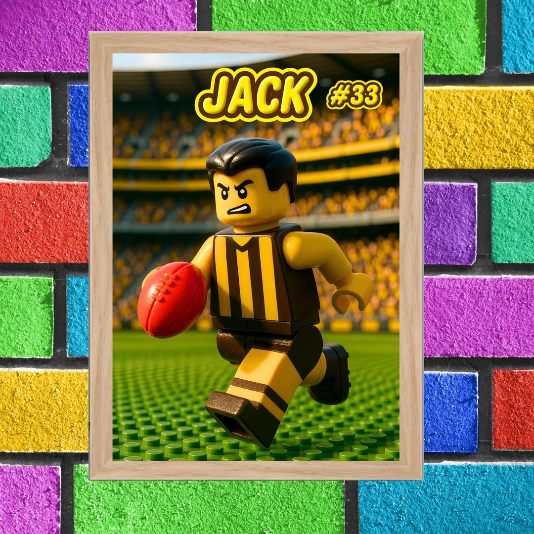 Personalised AFL / AFLW Lego Print – Custom Name & Number | Choose Any ...