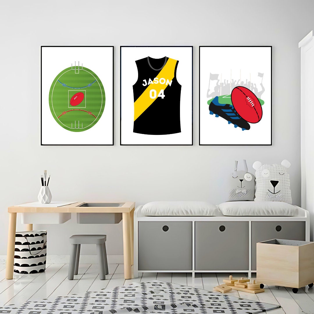 Personalized Name AFL Football Modern Gallery Wall Set, Digital Prints ...