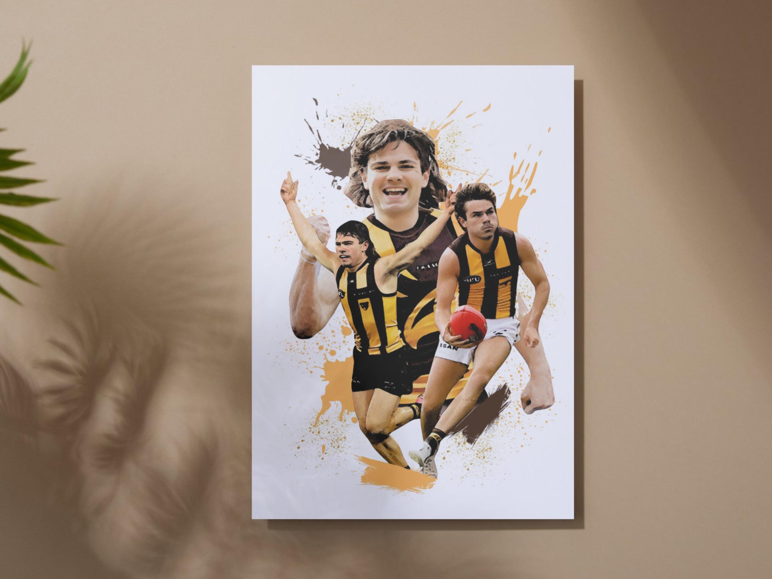 Nick Watson AFL Footballer for the Hawthorn Football Club Water Colour ...