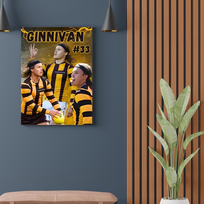 Jack Ginnivan Hawthorn AFL Poster, Metal Framed Print - Etsy