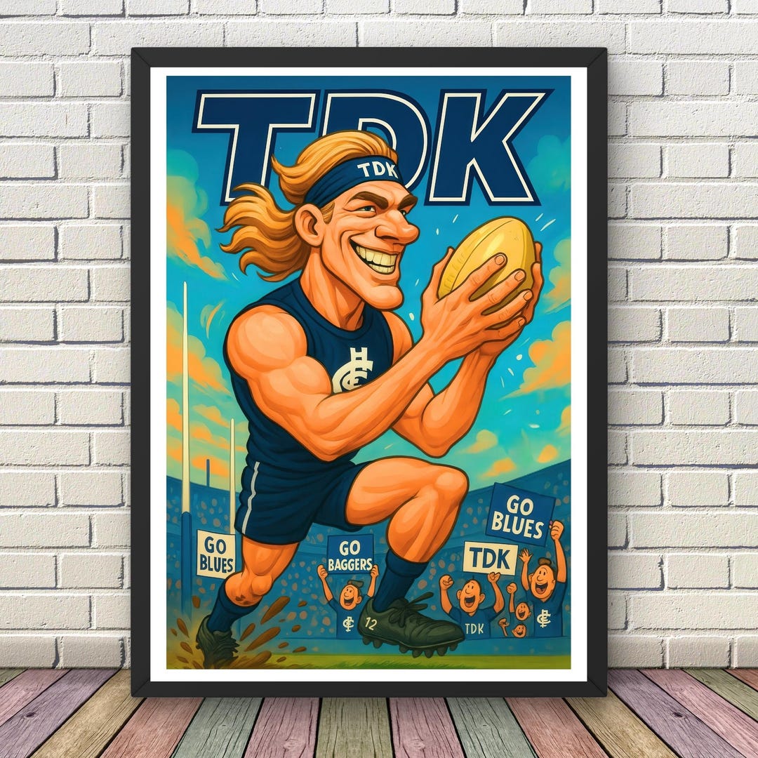 Tom De Koning Caricature AFL Poster | Carlton Football Club "tdk ...