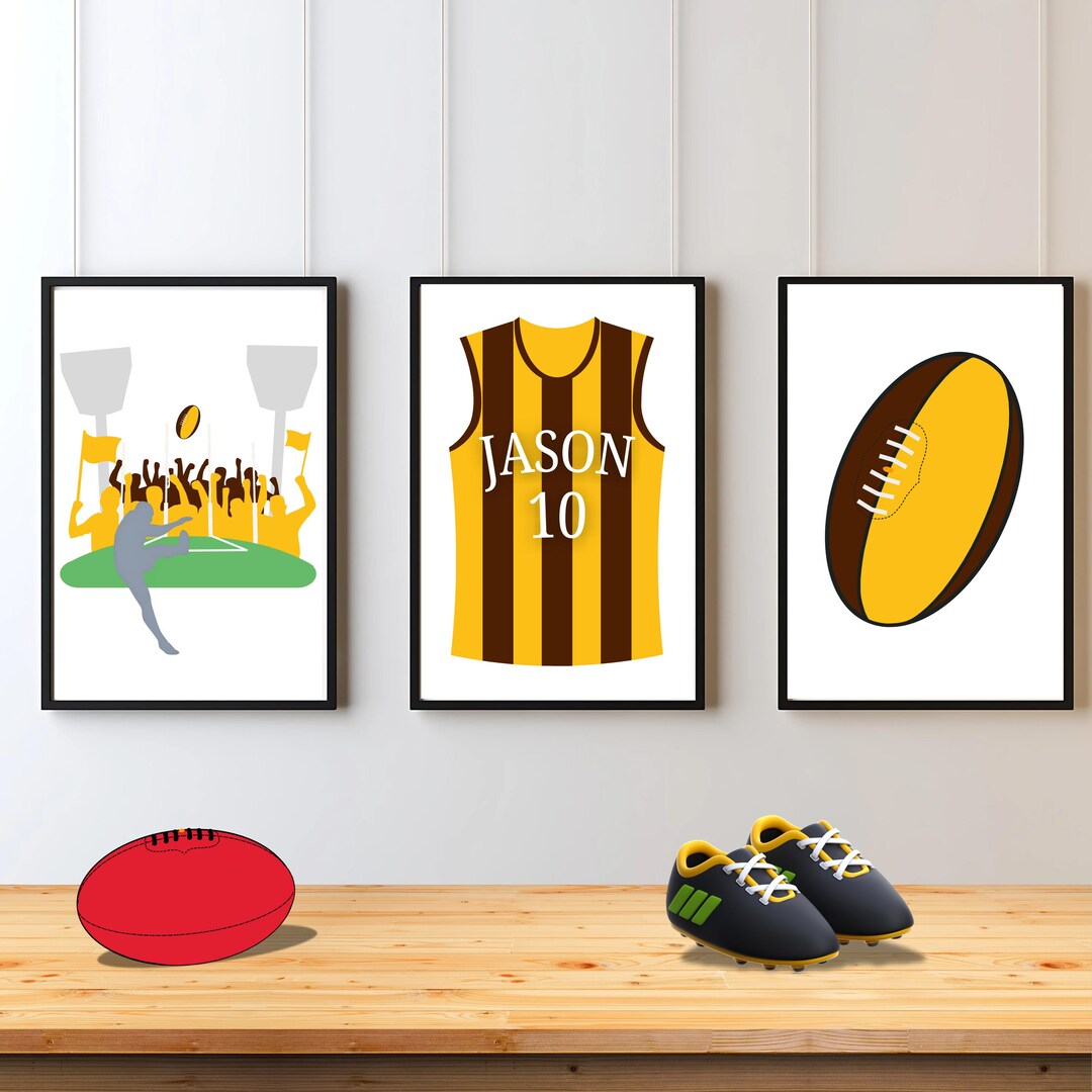 Personalized AFL Football Digital Print Set – Custom Name & Team Jersey ...