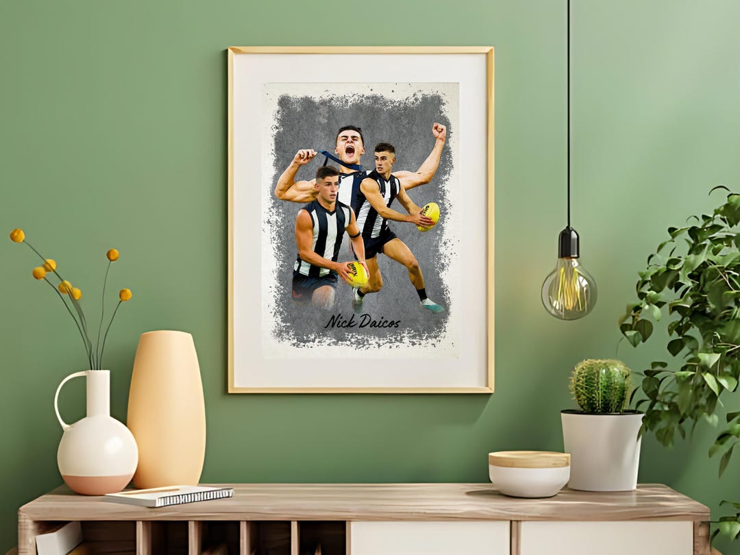 Nick Daicos AFL Football Player Collingwood Football Club Water Colour ...