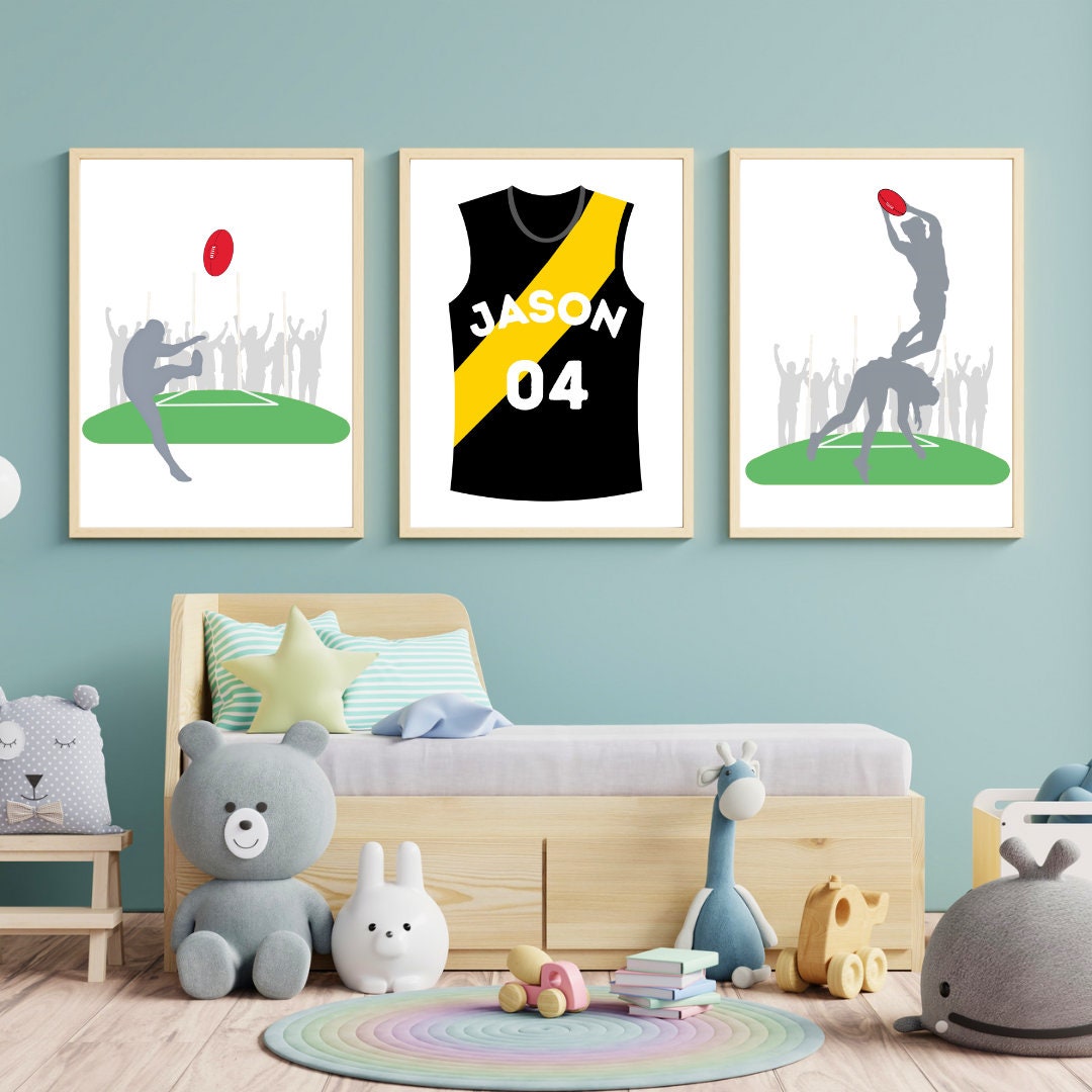 Personalized Name AFL Football Modern Gallery Wall Set, Digital Prints ...