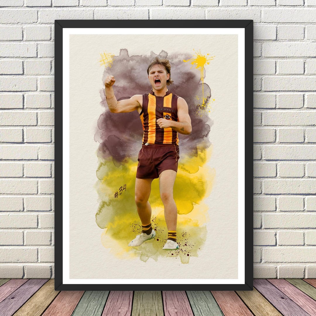 Nick Watson – Hawthorn Hawks AFL Digital Watercolour Print | Aussie ...